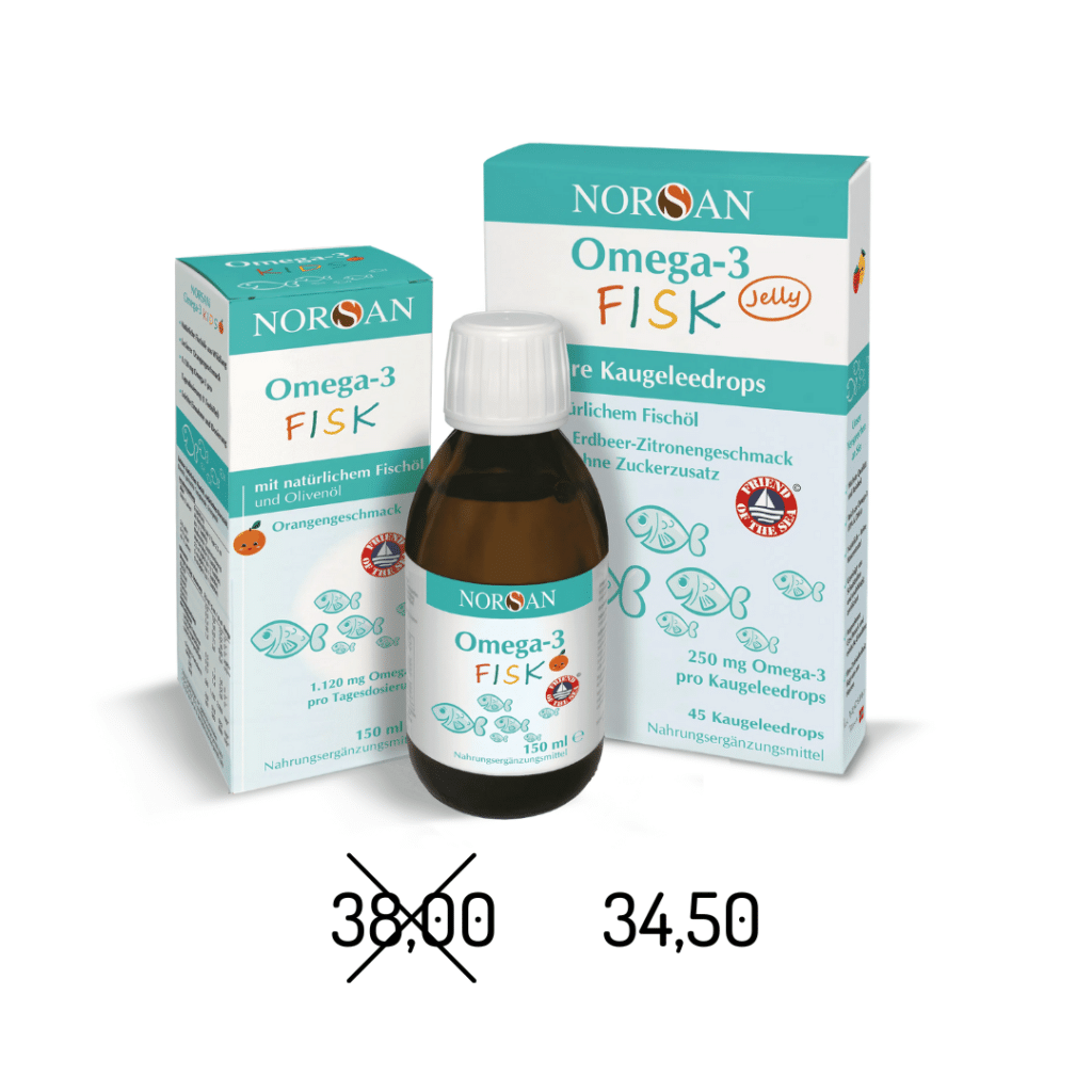 Žuvų taukai NORSAN KIDS: turtingi omega-3 ir malonaus apelsinų skonio